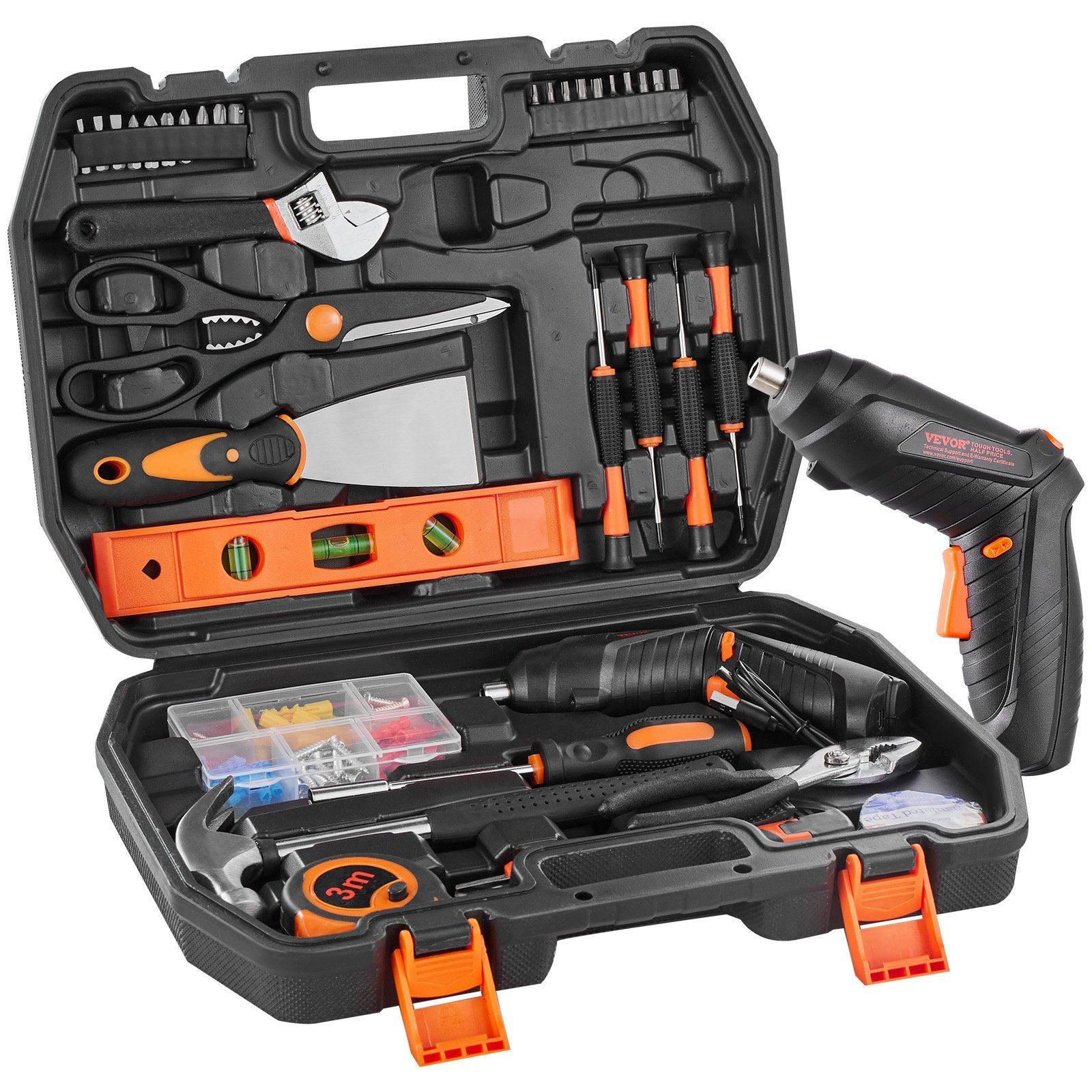VEVOR 96pc Household Hand Tool Set w/Cordless Screwdriver - BagNook ...