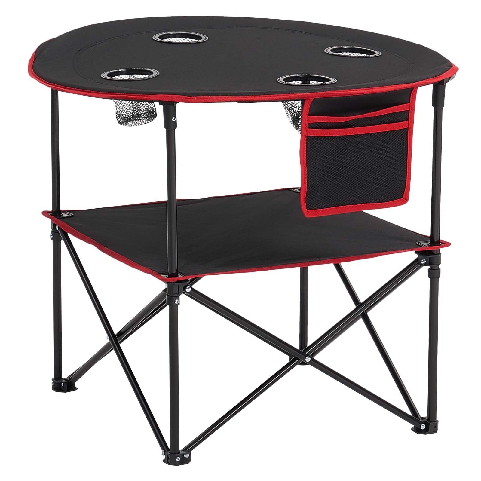 Folding Portable Camping Table - Round w/4 Cup Holders – bagNook